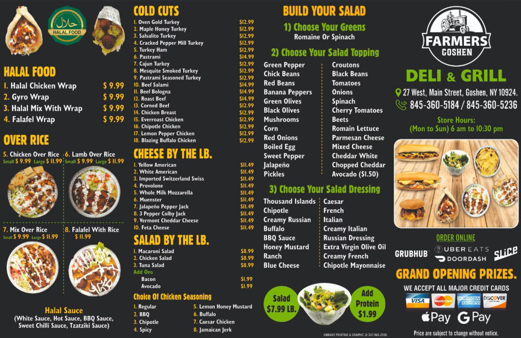 Menu – Goshen Farmers Deli and Grill
